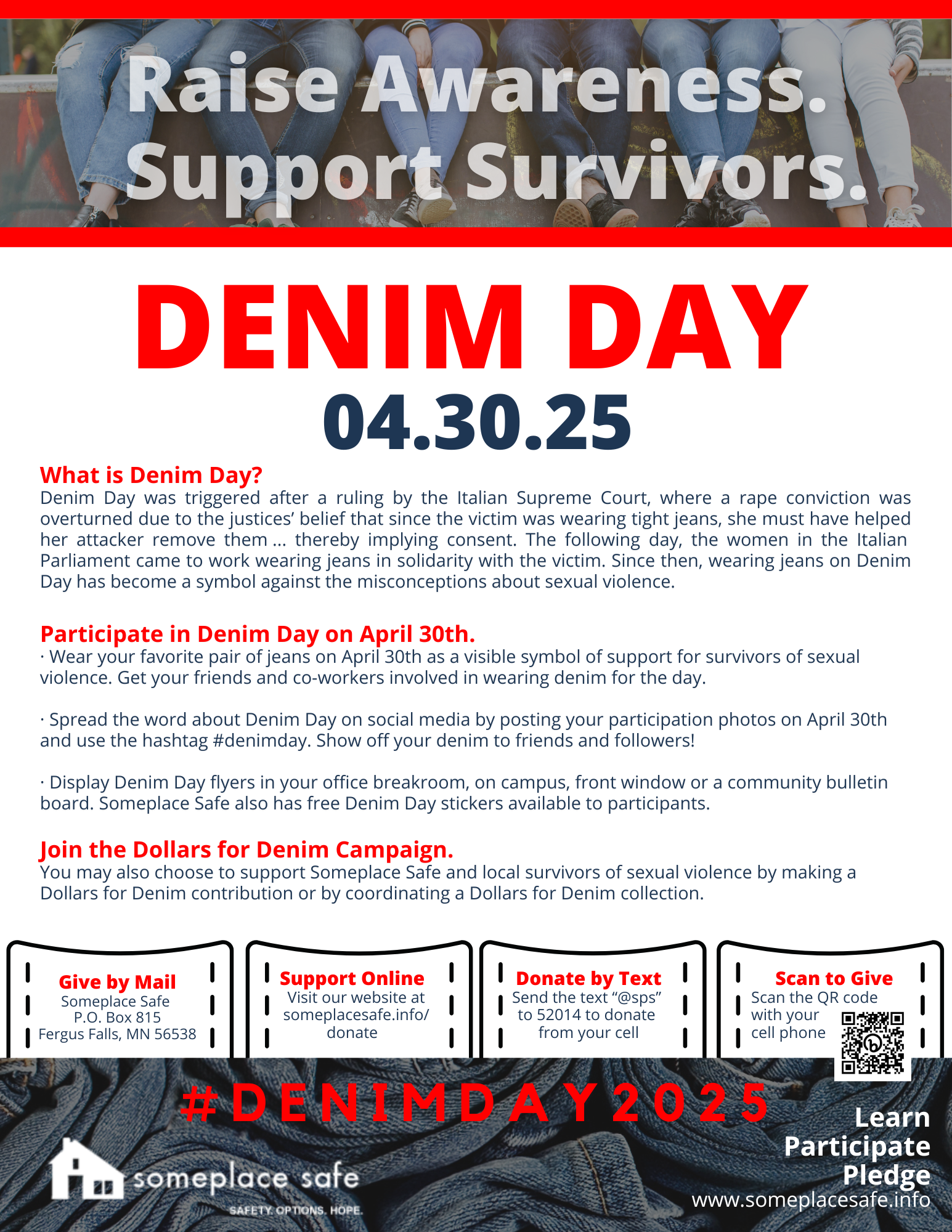 Supporting Survivors of Sexual Violence with Denim Day | Someplace Safe